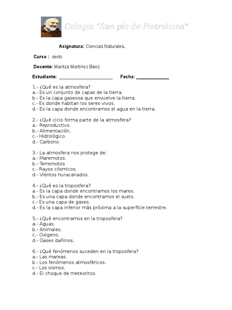 Prueba La Capa de La Tierra 6 | PDF | Tierra | Suelo