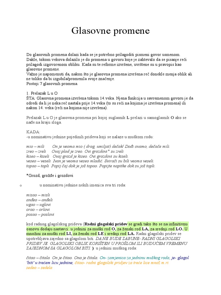 Glasovne Promene | PDF