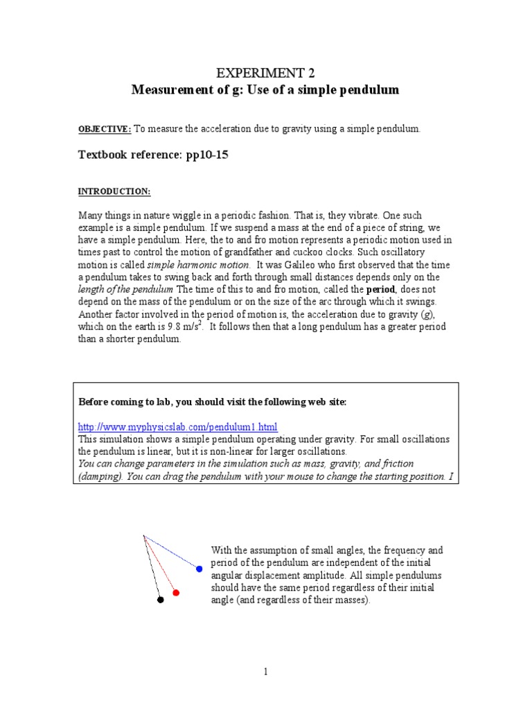 Measuring Gravity with a Simple Pendulum | PDF | Pendulum | Oscillation