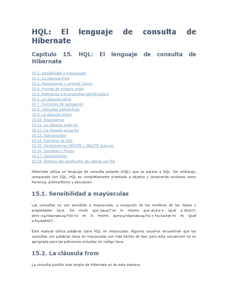 Introduccion A HQL | PDF | SQL | Desarrollo de software
