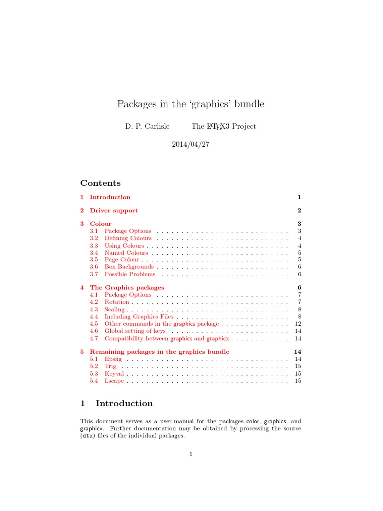 Packages in The Graphics' Bundle: D. P. Carlisle The L TEX3 Project ...