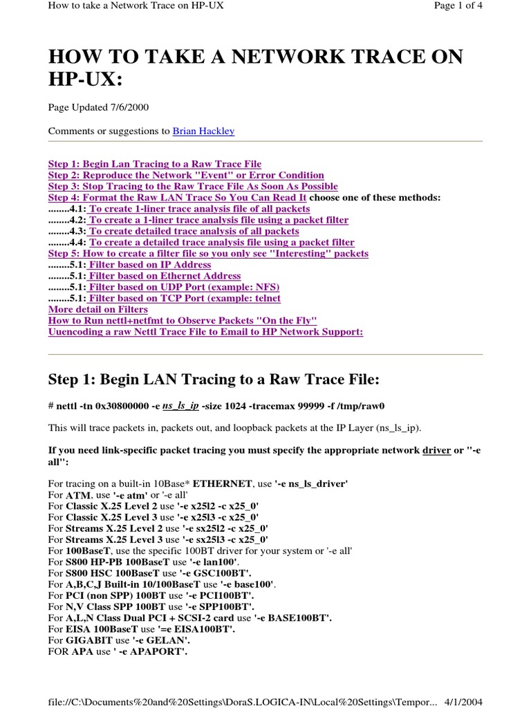 How To Take A Network Trace On HP-UX | PDF | Network Packet | Port ...