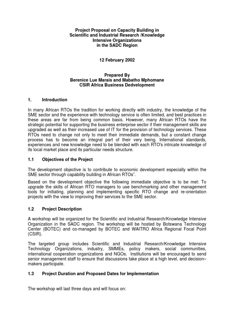 Capacitybldng Proposal | PDF | Capacity Building | Business