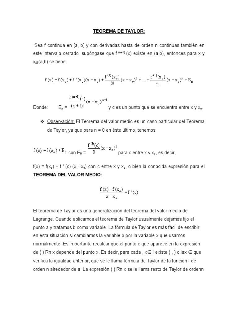 Teorema de Taylor | PDF | Derivado | Fracción (Matemáticas)
