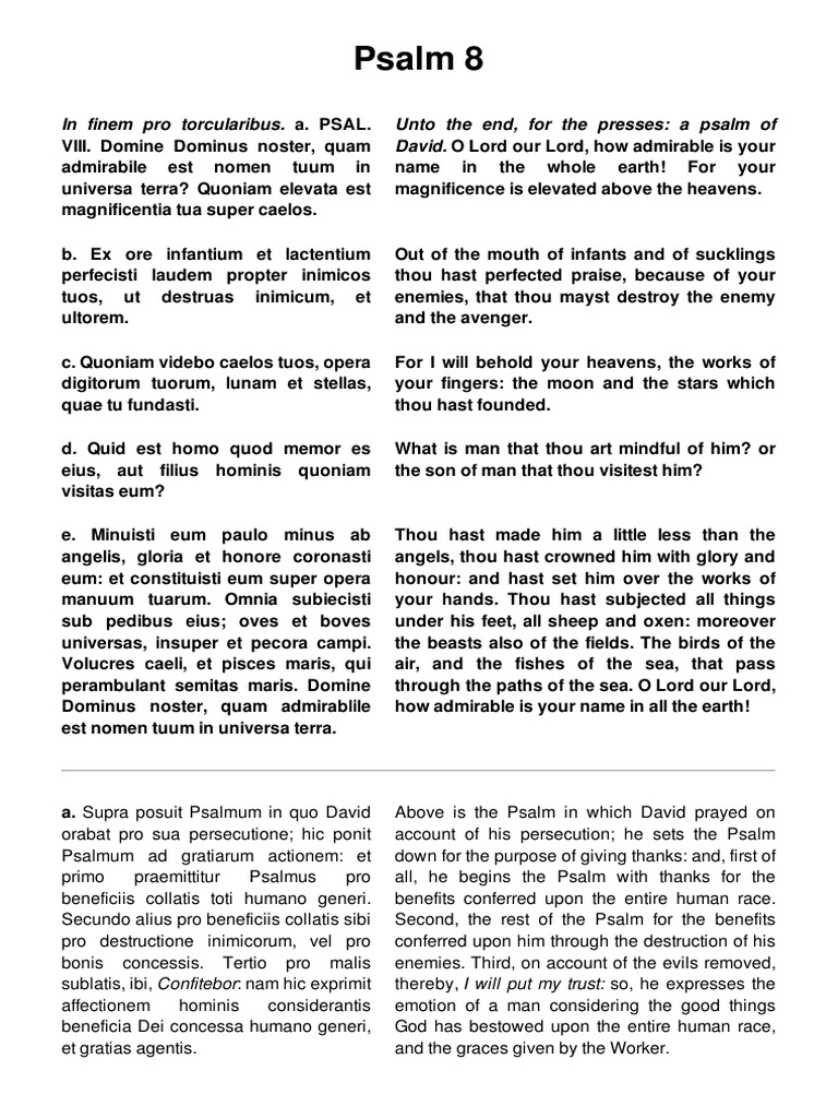 ST Thomas Aquinas - Exposition of Psalm 8 | PDF | Religious Belief And ...