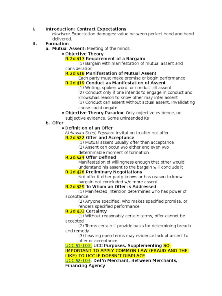 A Comprehensive Summary of Key Contract Law Principles Pertaining to ...