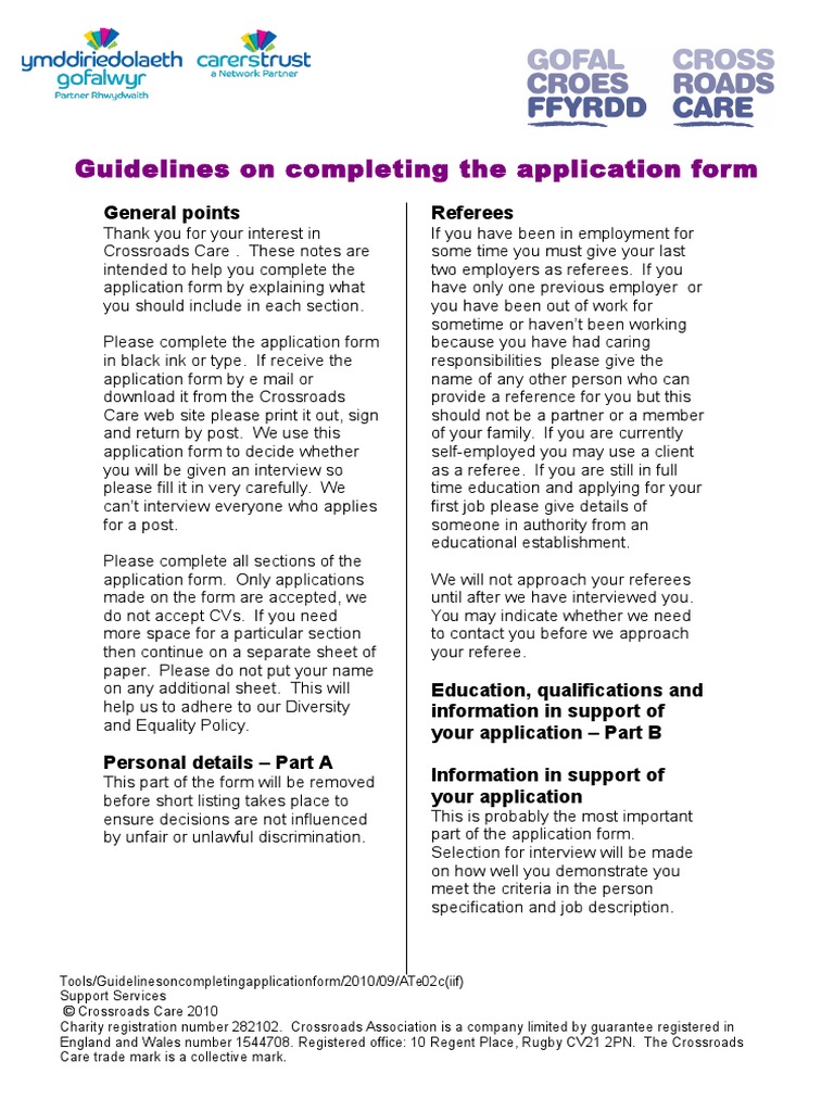 Guidelines On Completing Application Forms | PDF | Recruitment | Disability