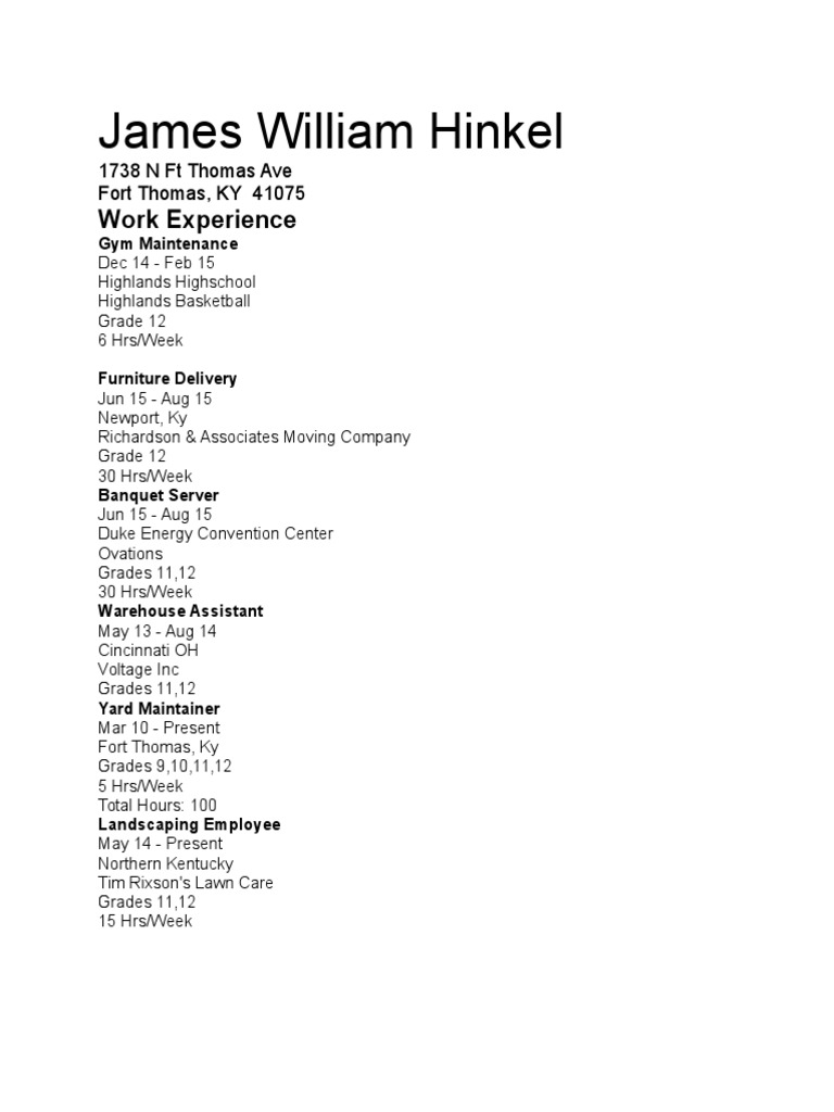 Resume Rough Draft | PDF | Sports & Recreation | Cooking, Food & Wine