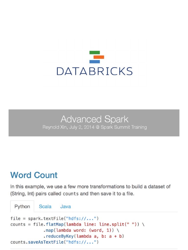 Advanced Spark Training | PDF | Apache Spark | Apache Hadoop