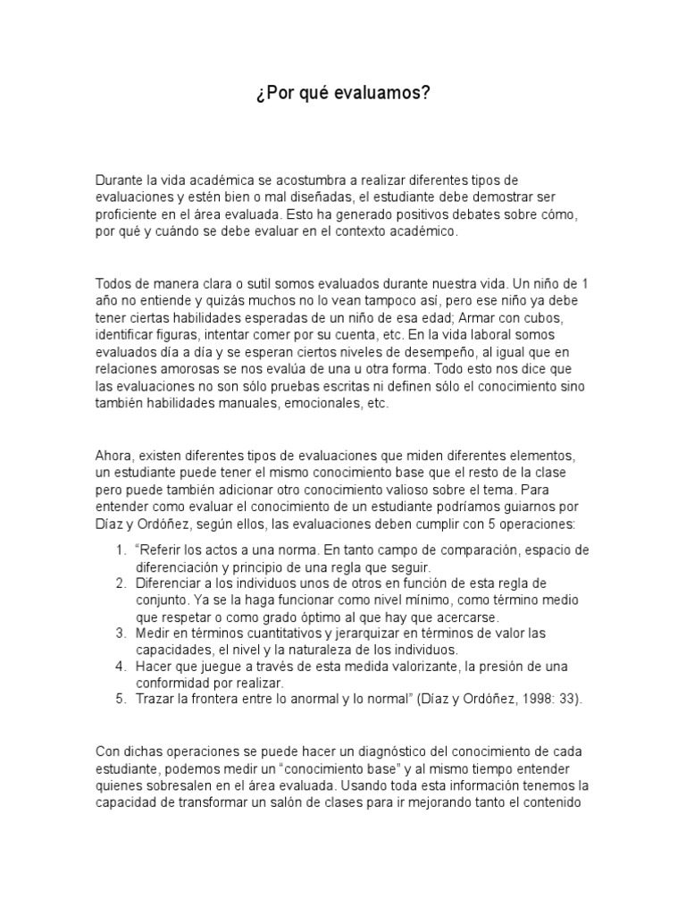 Por Qué Evaluamos | PDF | Vida | Conocimiento