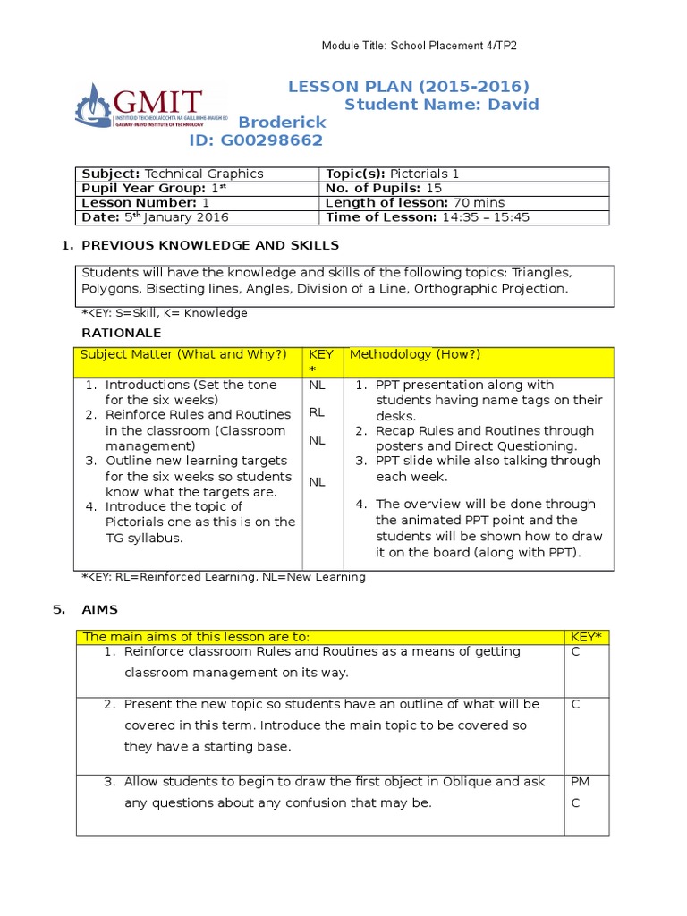 tp2 1st Year TG Lesson Plan 1 | PDF | Classroom | Educational Assessment