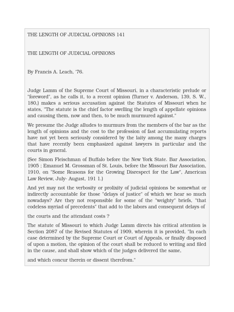 Length of Judicial Opinion | PDF | Supreme Court Of The United States ...