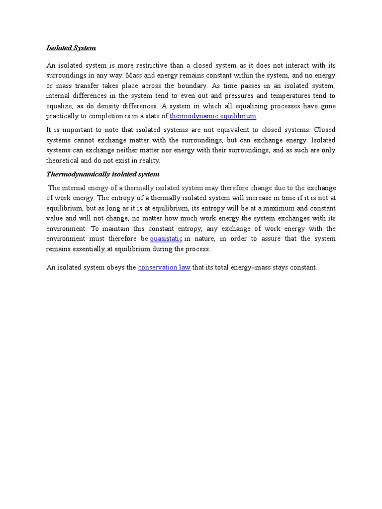 Definition and Characteristics of Isolated Systems | PDF ...