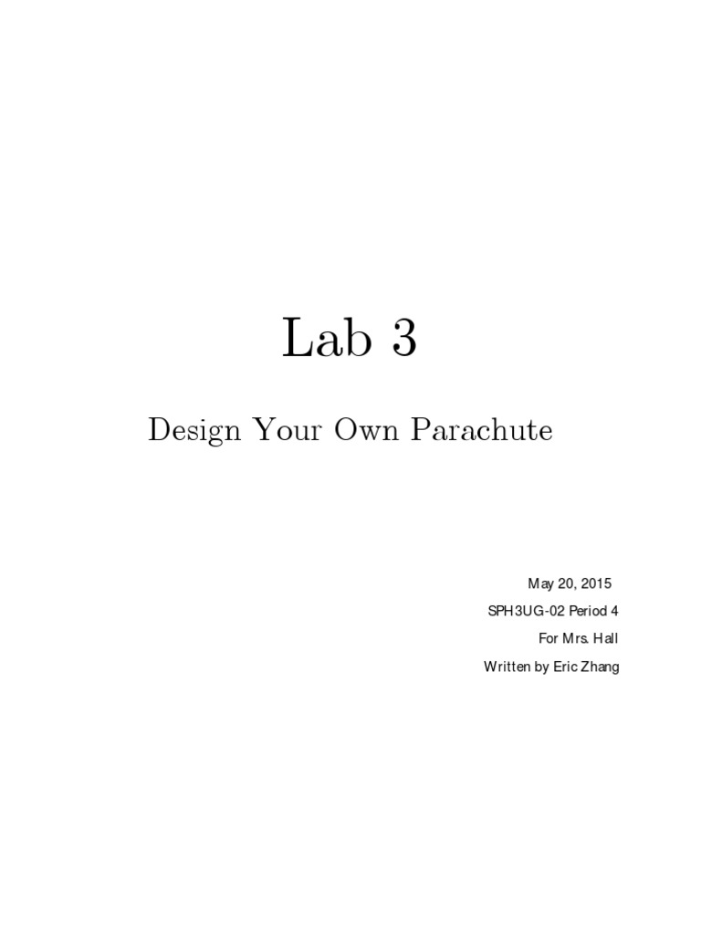 Parachute Design and Drop Experiment | PDF | Gravity | Drag (Physics)