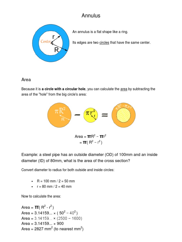 Calculating Area of an Annulus | PDF | Science & Mathematics