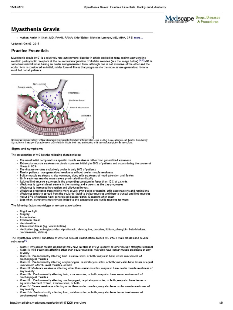 Myasthenia Gravis_ Practice Essentials, Background, Anatomy | Chemical ...