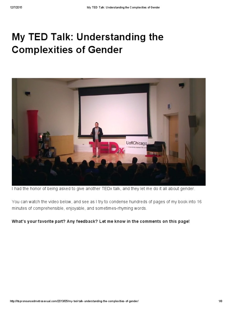 TED Talk on Gender Complexities | PDF | Transgender | LGBTQIA+ Studies