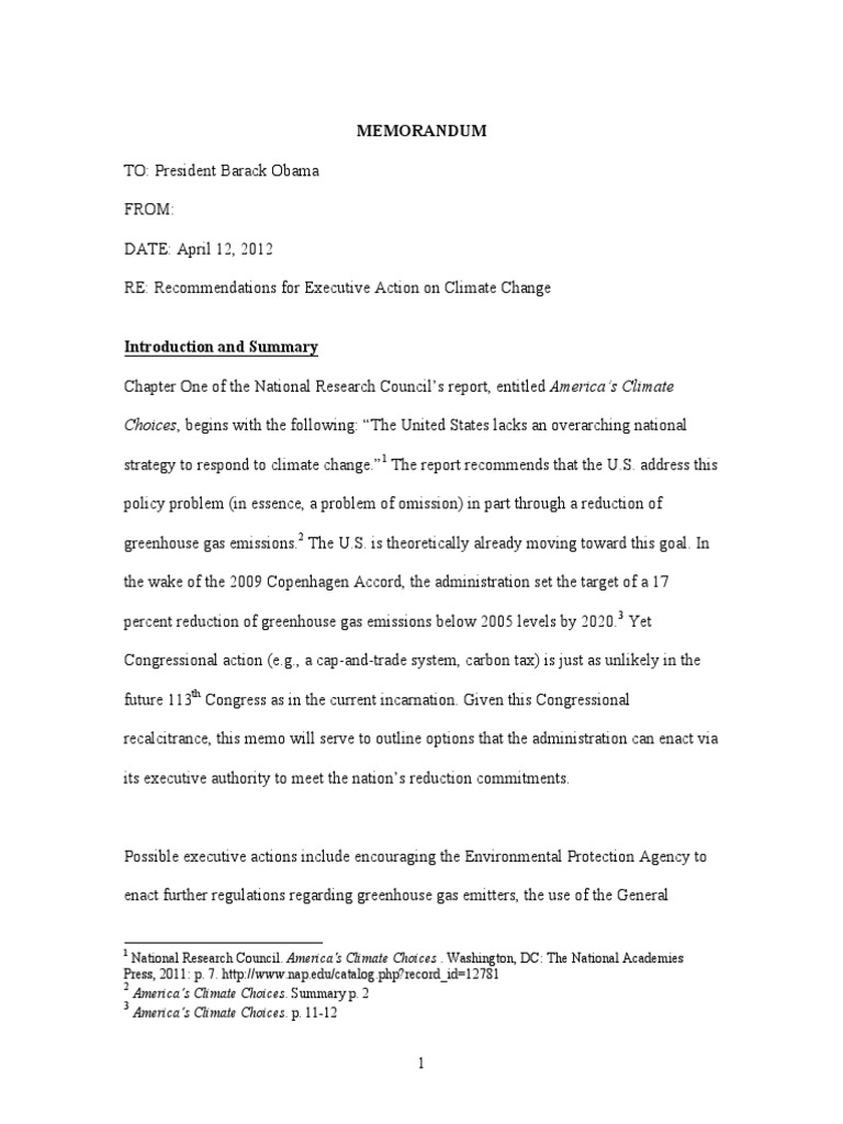SAMPLE Climate Change Memo 1 | Download Free PDF | United States ...