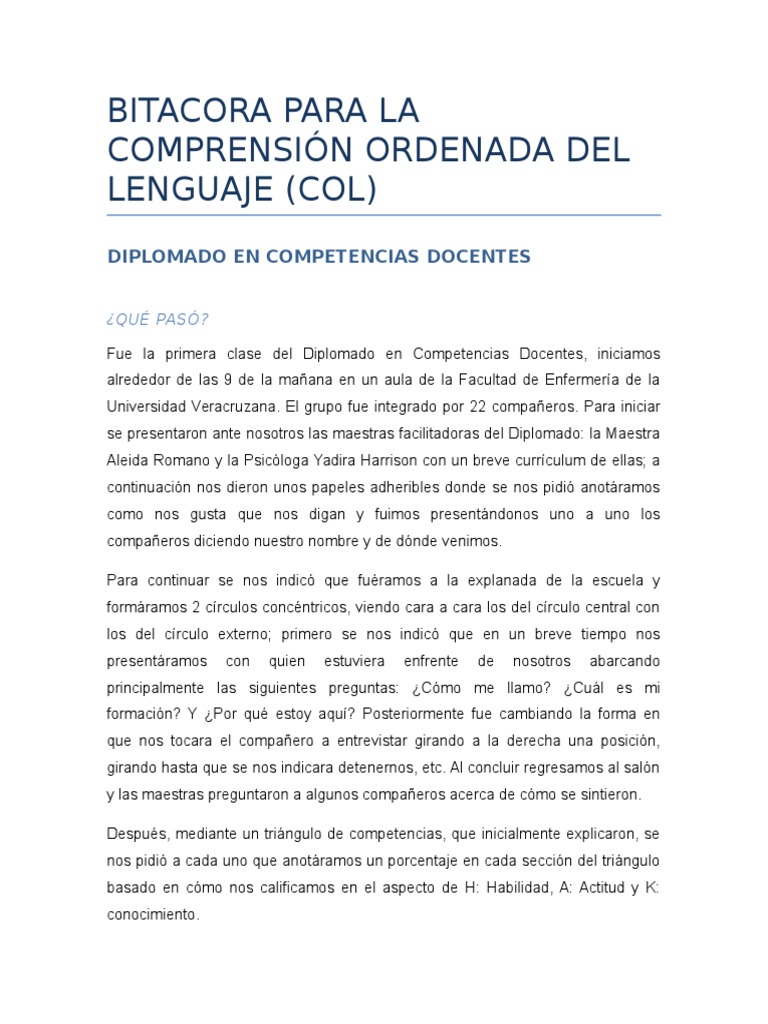 Ejemplo de Bitacora Col | PDF | Sicología | Educación avanzada