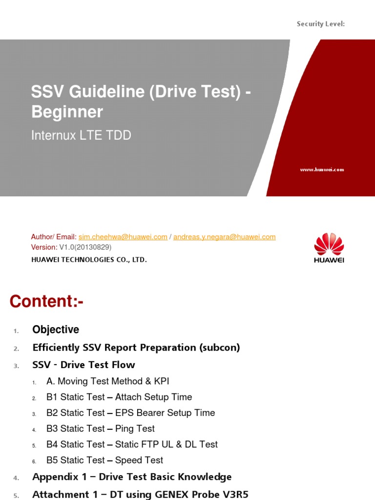 SSV Guideline (Drive Test) - Beginner v1.0 | PDF | Decibel | Computer ...