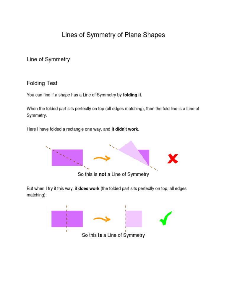 Lines of Symmetry in Plane Shapes | PDF