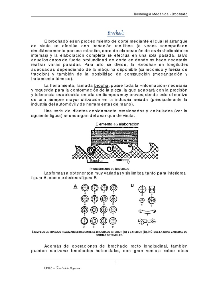 Brochado: Guía Técnica para Ingenieros | PDF | Acero | Mecanizado