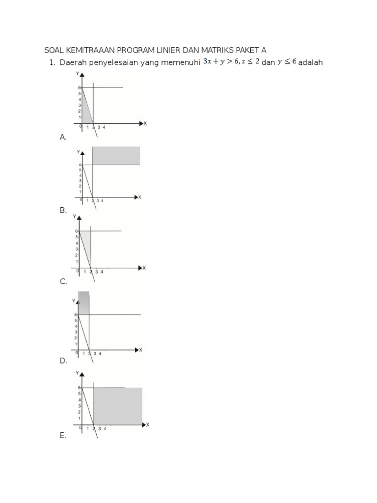 Soal Program Linier Dan Matriks Paket A | PDF