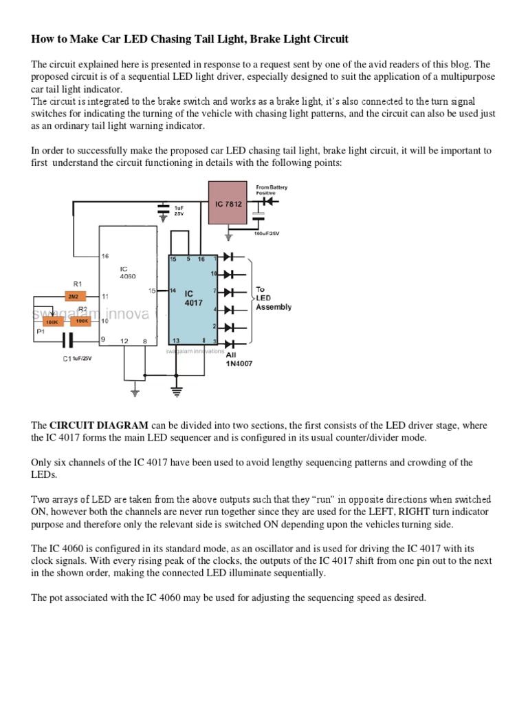 How To Make Car LED Chasing Tail Light | PDF | Light Emitting Diode ...