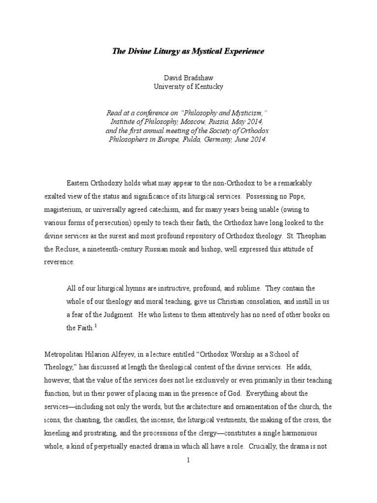 Mystical Experience in Divine Liturgy | PDF | Eucharist | Mysticism