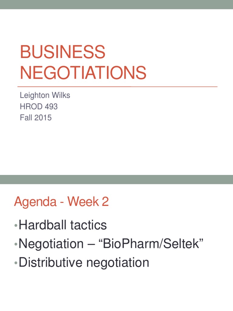 Week 2 - Distributive Negotiation - Post Class | PDF | Bargaining ...