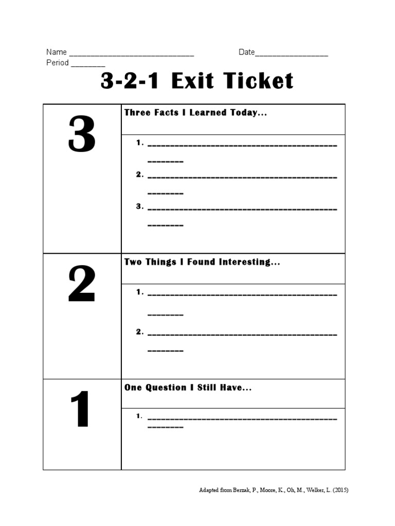 3-2-1 Exit Ticket | PDF | Career & Growth | Business