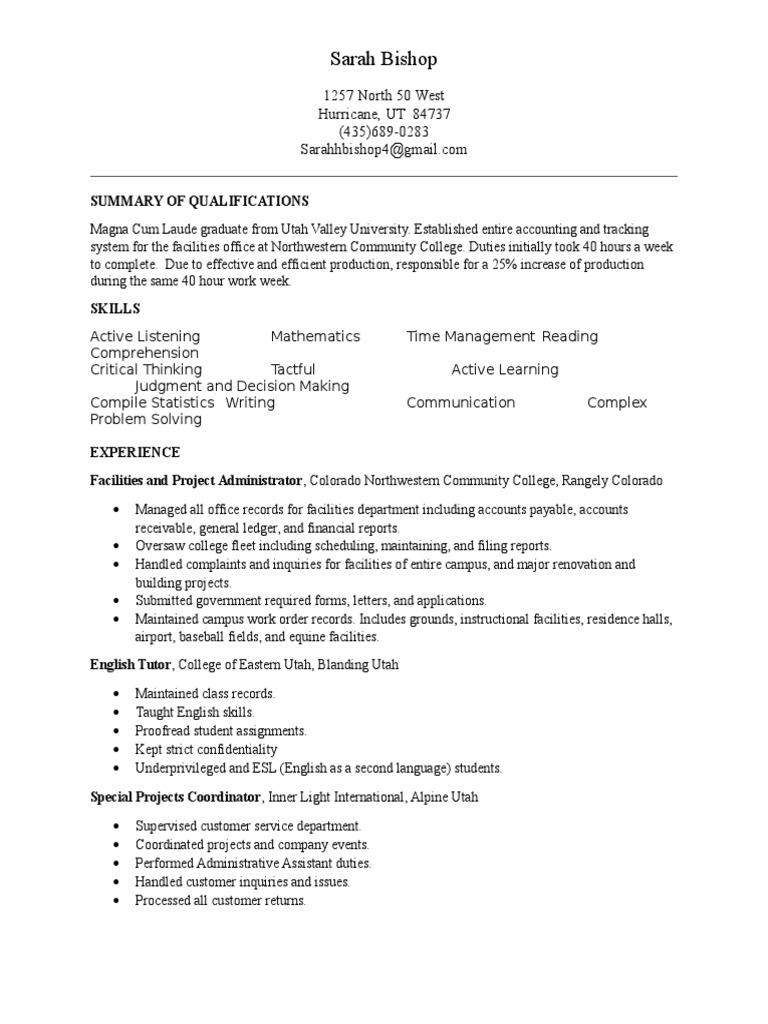 Sarah B Resume | PDF | Business