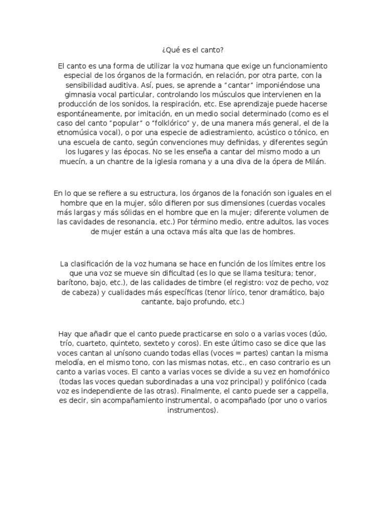 Qué es el canto