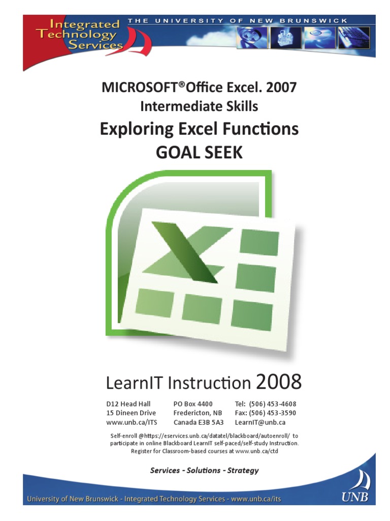 Exploring Excel Functions Goal Seek: Learnit Instruction | PDF | Mortgage Loan | Interest