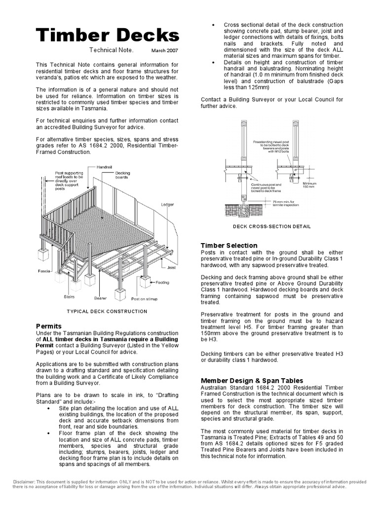 Timber Decks: Technical Note | PDF | Lumber | Framing (Construction)