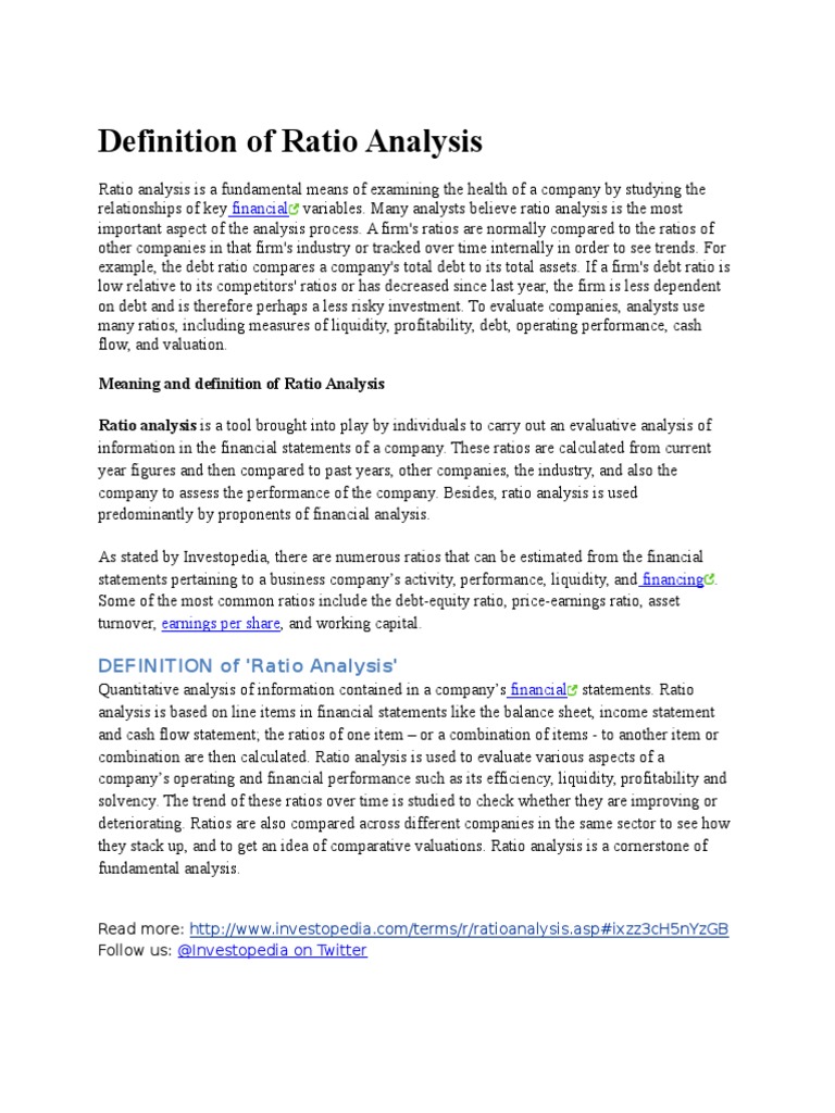 What is Ratio Analysis | PDF | Financial Ratio | Valuation (Finance)