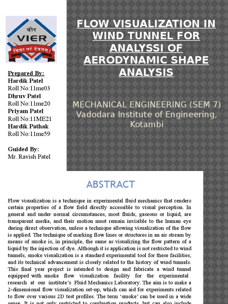 Flow Visualization in Wind Tunnel For Analyssi of Aerodynamic Shape ...