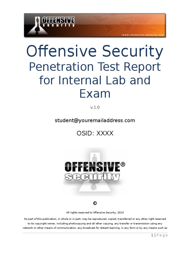 Offensive Security: Penetration Test Report For Internal Lab and Exam ...