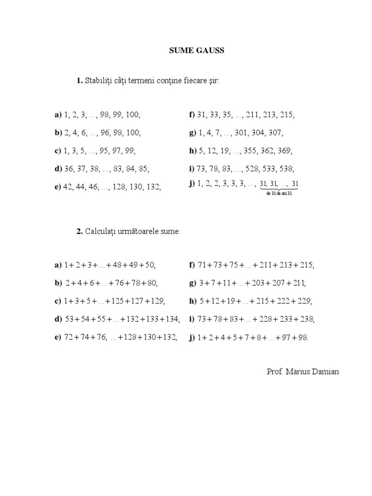 Sume Gauss | PDF