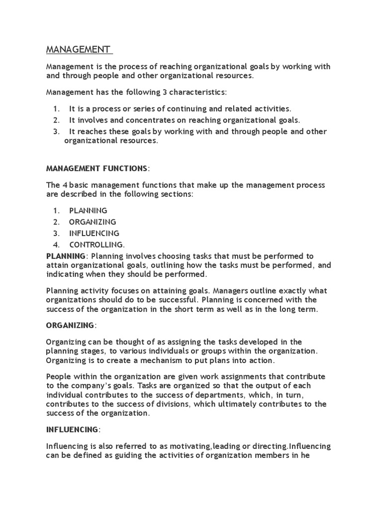 Management Functions | PDF | Employment | Human Resource Management