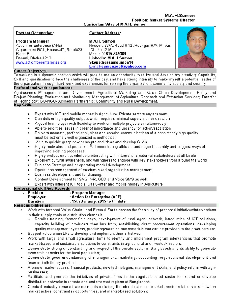 Resume Sumon | PDF | Strategic Management | Market (Economics)