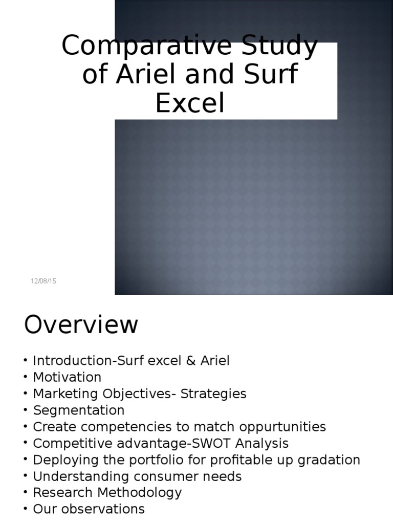 Surf Excel Vs Ariel Comparitive Study | PDF | Brand | Market Segmentation