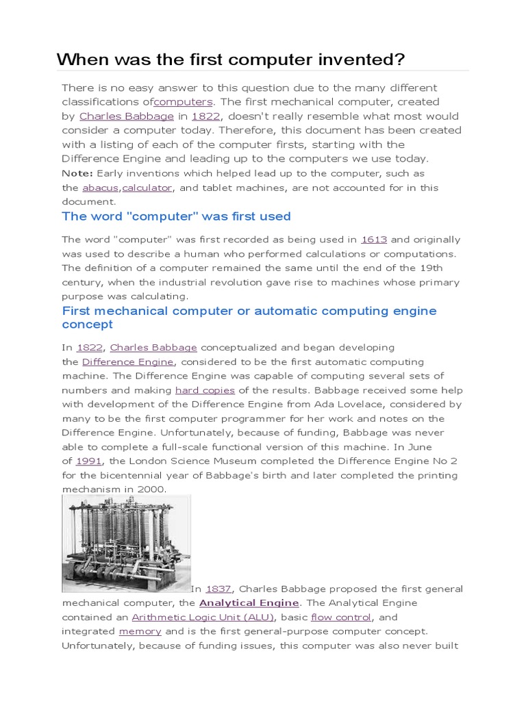 When Was The First Computer Invented | PDF | Ibm Pc Compatibles ...