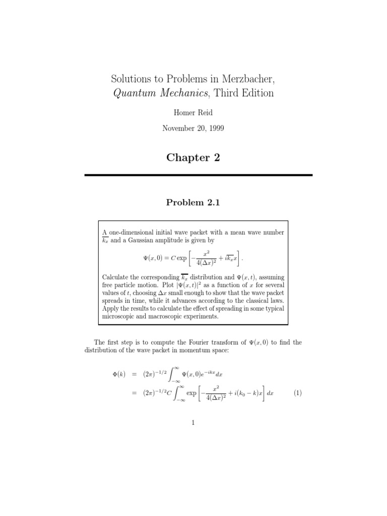 Gaussian Wave Packet Solutions in Quantum Mechanics | PDF