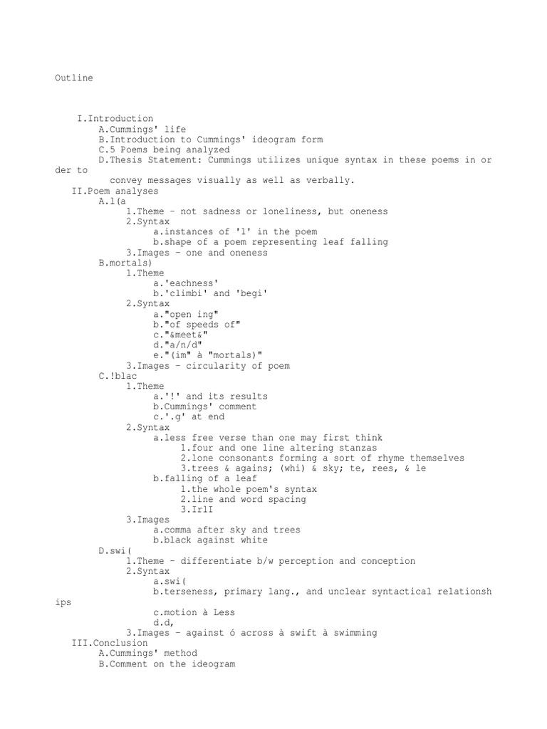 Analyzing E.E. Cummings' Ideograms | PDF | Poetry | Linguistics