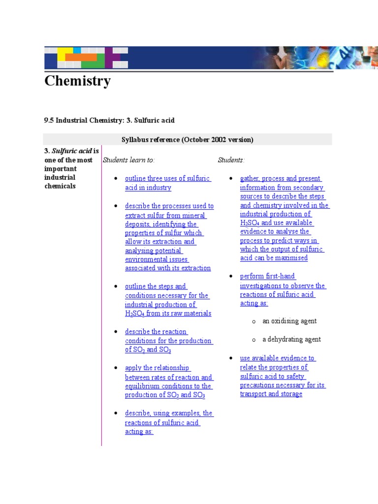 Chemistry | PDF | Sulfuric Acid | Sulfur