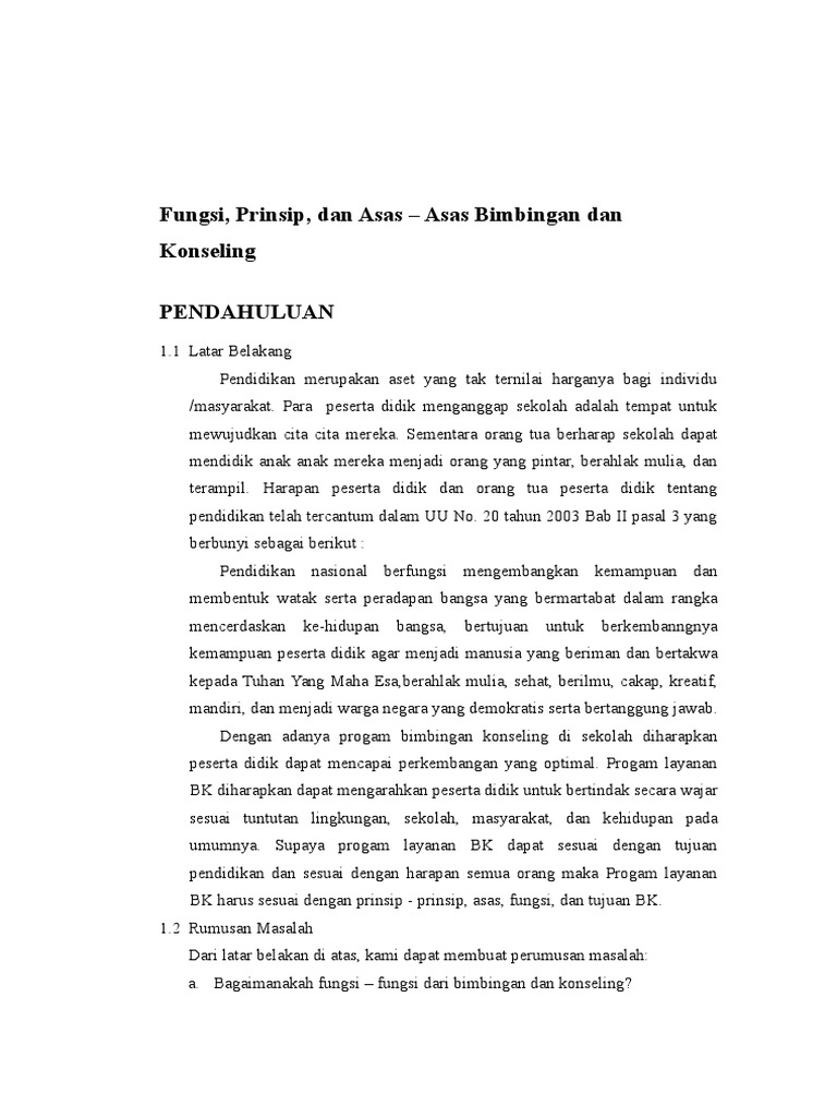Fungsi, Prinsip, Asas BK | PDF