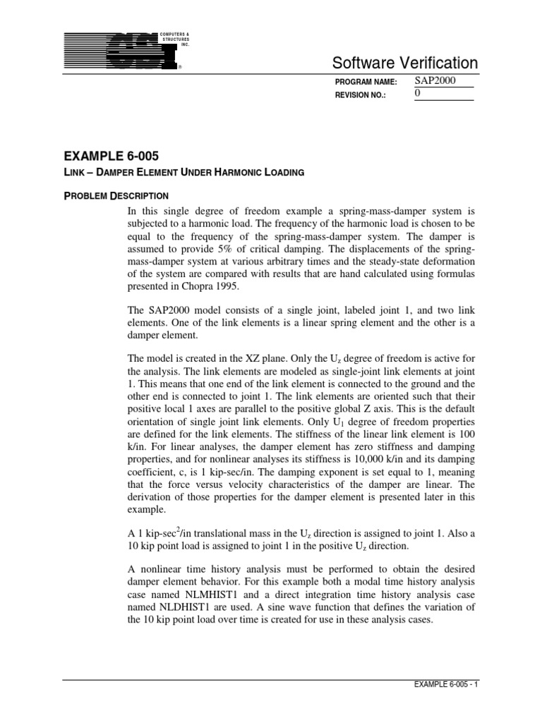 SAP2000 Damper Element Analysis Guide | PDF | Nonlinear System | Classical Mechanics
