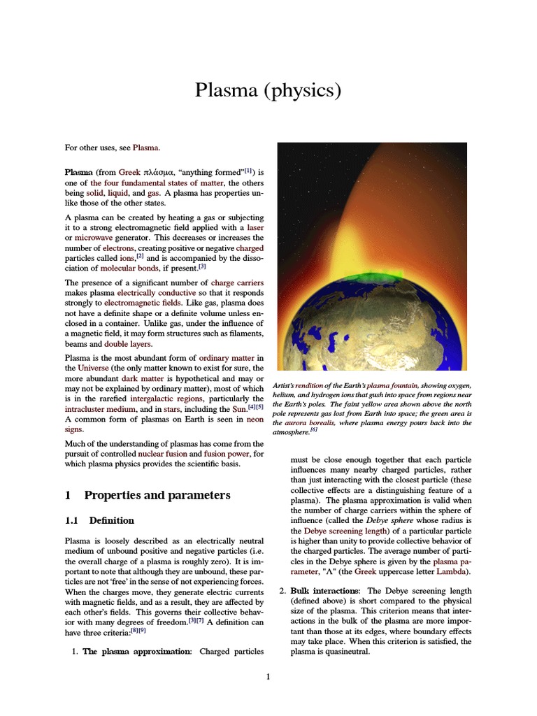Plasma (Physics) | PDF | Plasma (Physics) | Electron
