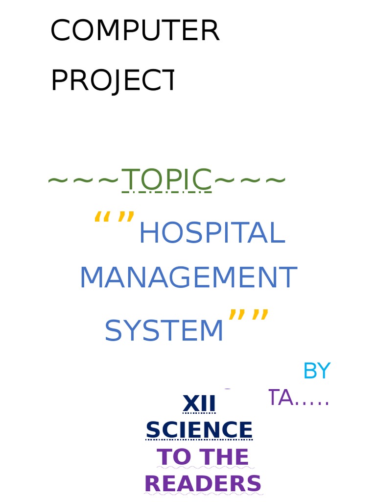 Computer Science C++ Project On Hospital Management System For CBSE Class XII | Download Free ...